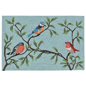 liora manne 2270/04 aqua ravella bird on branches indoor/outdoor rug, 2' x 3', blue