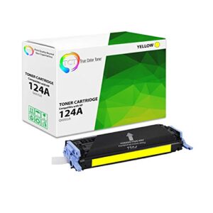 tct premium compatible toner cartridge replacement for hp 124a q6002a yellow works with hp color laserjet 2600n 1600 2605n, cm1015 mfp cm1017 printers (2,000 pages)