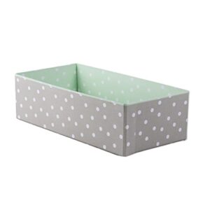 home traditions customizable storage compartment - rectangular, foldable sock/underwear drawer divider or closet/nursery organizer bin, light green and grey polka dot