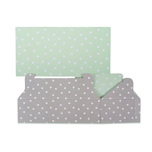 Home Traditions Customizable Storage Compartment - Rectangular, Foldable Sock/Underwear Drawer Divider or Closet/Nursery Organizer Bin, Light Green and Grey Polka Dot