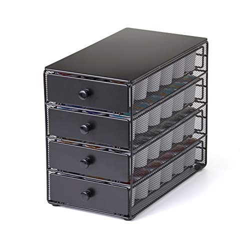 Nifty Coffee Pod Drawer – Black Satin Finish, Compatible with K-Cups, 72 Pod Pack Capacity Rack, 4-Tier Holder, Super-Sized Storage, Stylish Home or Office Kitchen Counter Organizer