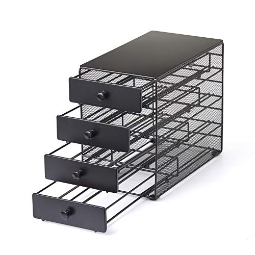 Nifty Coffee Pod Drawer – Black Satin Finish, Compatible with K-Cups, 72 Pod Pack Capacity Rack, 4-Tier Holder, Super-Sized Storage, Stylish Home or Office Kitchen Counter Organizer