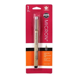 sakura pigma 50045 micron blister card ink pen set, black, 003 black 1ct