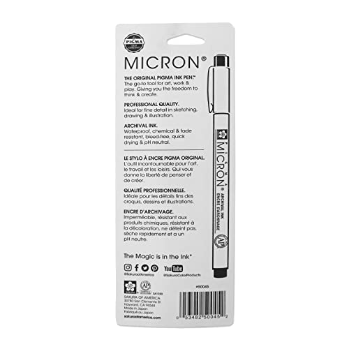 Sakura Pigma 50045 Micron Blister Card Ink Pen Set, Black, 003 Black 1CT