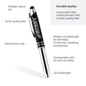 "HUBBY" Engraved Gift Pen w/LED Light & Stylus Tip - Gift Ideas for Husband from Wife for Anniversary, Wedding, Valentine's Day, Father's Day - Multi-function Pen with Presentation Box