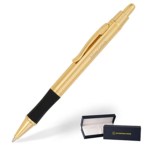 Dayspring Pens - Personalized Monroe 18 Karat Gold Plated Gift Click Pen and Case - Custom Engraved Fast with Your Name and Shipped in One Business Day.