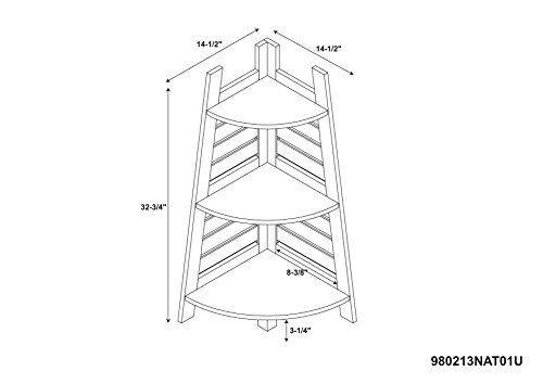 Linon Bracken Bamboo Corner Shelf Natural Bamboo