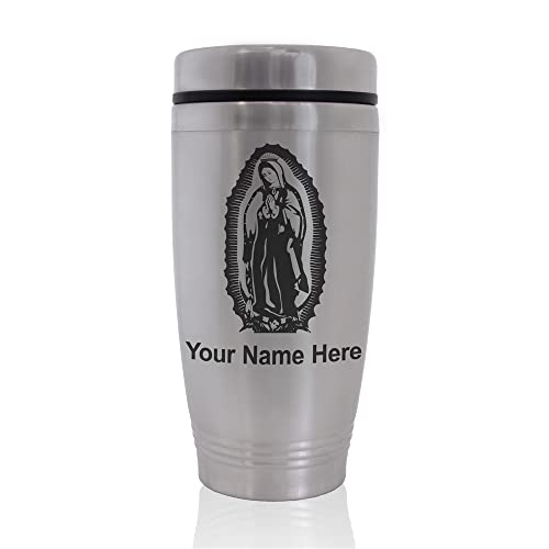 SkunkWerkz Commuter Travel Mug, Virgen de Guadalupe, Personalized Engraving Included