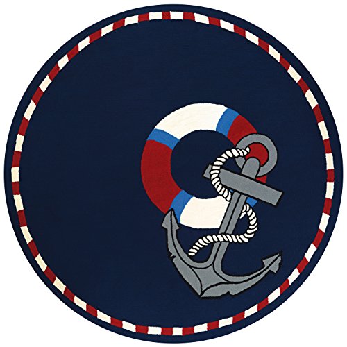 Couristan Outdoor Escape Anchors Away Indoor/Outdoor Area Rug, 7'10" Round, Navy Blue