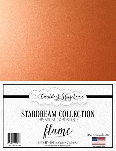 Flame Orange Stardream Metallic Cardstock Paper - 8.5 X 11 Inch - 105 Lb. / 284 Gsm Cover - 25 Sheets From Cardstock Warehouse