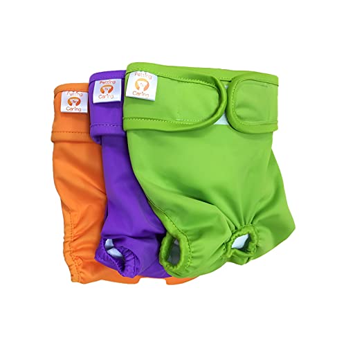 PETTING IS CARING Dog Diapers Washable & Reusable Female and Male Dog Diapers Materials Durable Machine Washable Solution for Pet Incontinence and Long Travels - 3 Pack Set