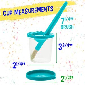 U.S. Art Supply 10 Piece Children's No Spill Paint Cups with Colored Lids and 10 Piece Large Round Brush Set with Plastic Handles