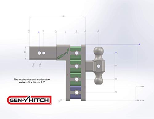 GEN-Y GH-1723 MEGA-Duty 3" Shank 6" Drop Hitch Combo with GH-0161 Versa-Ball & GH-0162 Pintle Lock | 3.5K Tongue Weight | 32K Towing Capacity