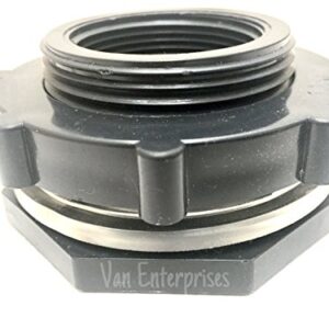 Van Enterprises 2" PRO SERIES Bulkhead Tank Fitting Adapter For Rain Barrels, Aquariums, Water Tanks, Ponds