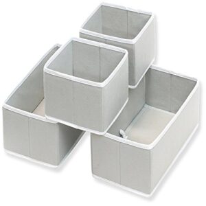 Simple Houseware Foldable Cloth Storage Box Closet Dresser Drawer Divider Organizer Basket Bins for Underwear Bras, Gray (Set of 4)