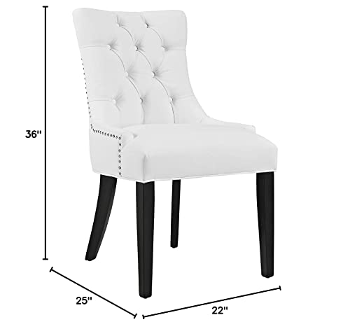 Modway MO- Regent Modern Tufted Faux Leather Upholstered with Nailhead Trim, Dining Chair, White