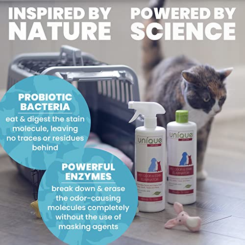 Unique Pet Odor and Stain Eliminator - 24 oz. Ready-to-Use Liquid Spray - Bio-Enzymatic Formula Eliminates Old and New Pet Odor and Pet Stains