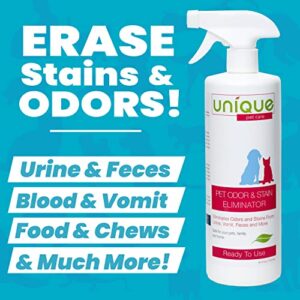 Unique Pet Odor and Stain Eliminator - 24 oz. Ready-to-Use Liquid Spray - Bio-Enzymatic Formula Eliminates Old and New Pet Odor and Pet Stains