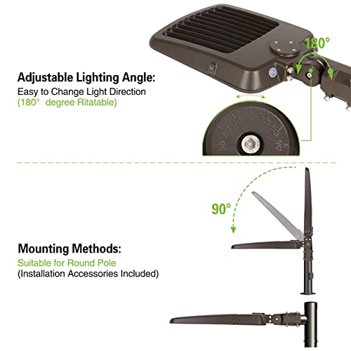 hykolity 150W/200W Switchable LED Parking Lot Light, 150LM/W LED Street Lighting with Photocell Sensor [400W-600W HPS Equiv.] 5000K 100-277V, Commercial Adjustable Slip Fitter Mount LED Shoebox Light