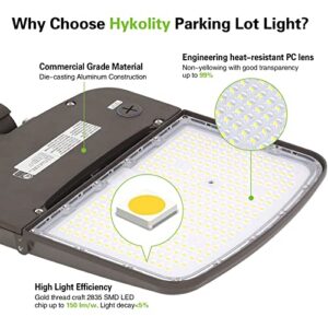 hykolity 150W/200W Switchable LED Parking Lot Light, 150LM/W LED Street Lighting with Photocell Sensor [400W-600W HPS Equiv.] 5000K 100-277V, Commercial Adjustable Slip Fitter Mount LED Shoebox Light