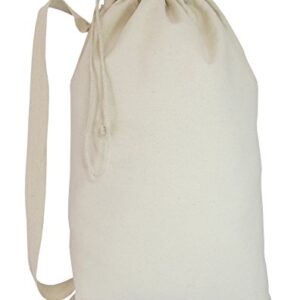 Laundry Bag with Drawstring Closure and Shoulder Straps Heavy Cotton Canvas - Large, Natural, Set of 1