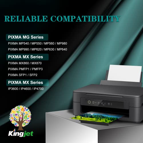 Kingjet Compatible for Canon 220 221 Ink Cartridges, Replacement for Canon PGI-220 PGI220 CLI-221 CLI221 Work with PIXMA MP560 MP620 MP620B MP640 MP980 MP990 MX860 IP3600 IP4600 IP4700, 15 Pack