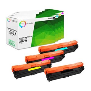 tct premium compatible toner cartridge replacement for hp 307a ce740a ce741a ce742a ce743a works with hp color laserjet professional cp5225 printers (black, cyan, magenta, yellow) - 4 pack