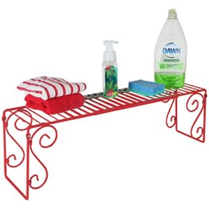 Trenton Gifts Kitchen Storage Sink Shelf Organizer, Expandable Wire Rack, Red