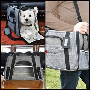 Ess and Craft Pet Carrier Airline Approved | Side Loading Travel Bag with Sturdy Bottom & Fleece Cushion | Ventilated Pouch with Top Handle, Shoulder Strap & Zipper Locks | for Dogs, Cats & Others