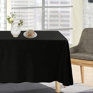 URBY 90 X 156 Inch Polyester Rectangular Table Cloth for 8-10 Foot Table That Seats 10-12 Person - Fits Extra Long Tables Or Cut to Fit Smaller Tables - Machine Wash Reusable and Wrinkle Free - Black