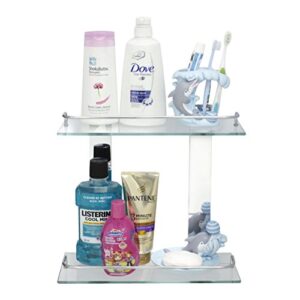 MODONA Double Glass Wall Shelf with Rail – Polished Chrome – 5 Year Warrantee