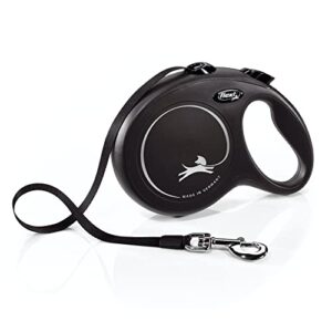 flexi new classic retractable dog leash (tape) 26 feet, large, black