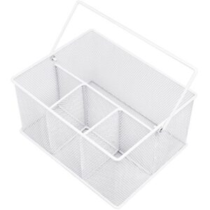 Sorbus® Utensil Caddy — Silverware, Napkin Holder, and Condiment Organizer — Multi-Purpose Steel Mesh Caddy—Ideal for Kitchen, Dining, Entertaining, Tailgating, Picnics, and Much More (White)