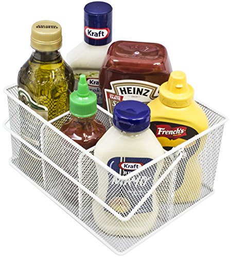 Sorbus® Utensil Caddy — Silverware, Napkin Holder, and Condiment Organizer — Multi-Purpose Steel Mesh Caddy—Ideal for Kitchen, Dining, Entertaining, Tailgating, Picnics, and Much More (White)