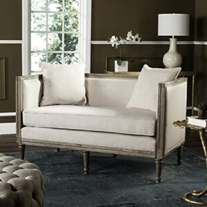 safavieh home collection leandra french country settee, beige/rustic oak