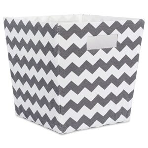 dii hardsided polyester trapezoid storage bin, chevron, gray, medium