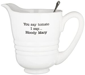 mud pie - 4551021 mud pie ceramic bloody mary pitcher set 80 oz, 8.25 x 6.25, white