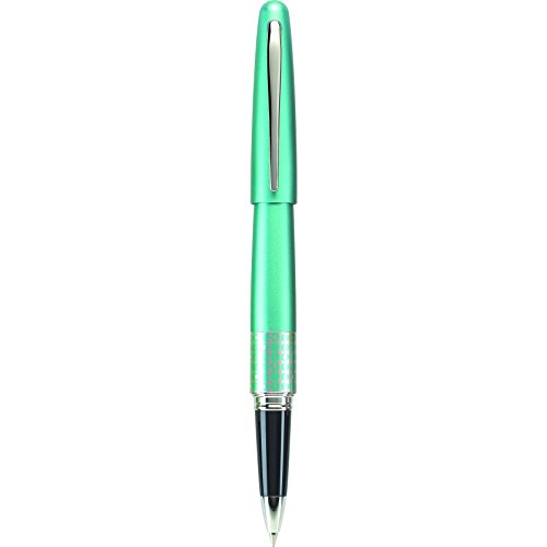 PILOT MR Retro Pop Collection Ballpoint Pen Gift Box with 2 Refills, Aquamarine Barrel with Dots Accent, Medium Point Stainless Steel Nib, Refillable Black Ink (91499), Aquamarine/Dots