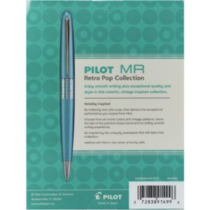 PILOT MR Retro Pop Collection Ballpoint Pen Gift Box with 2 Refills, Aquamarine Barrel with Dots Accent, Medium Point Stainless Steel Nib, Refillable Black Ink (91499), Aquamarine/Dots