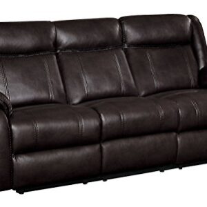 Homelegance Jude 82" Manual Leather Gel Reclining Sofa, Brown