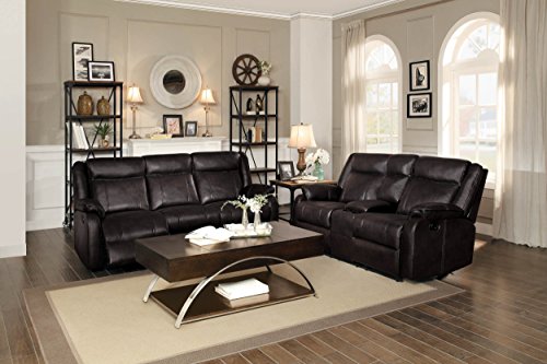 Homelegance Jude 82" Manual Leather Gel Reclining Sofa, Brown