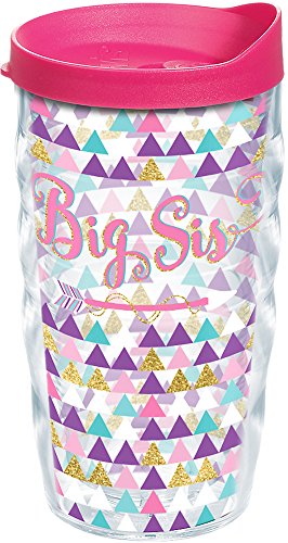 Tervis Plastic Big Sis Tumbler with Wrap and Fuchsia Lid 10oz Wavy, Clear