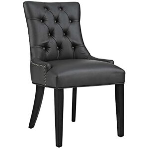 modway mo- regent modern tufted faux leather upholstered with nailhead trim, dining chair, black