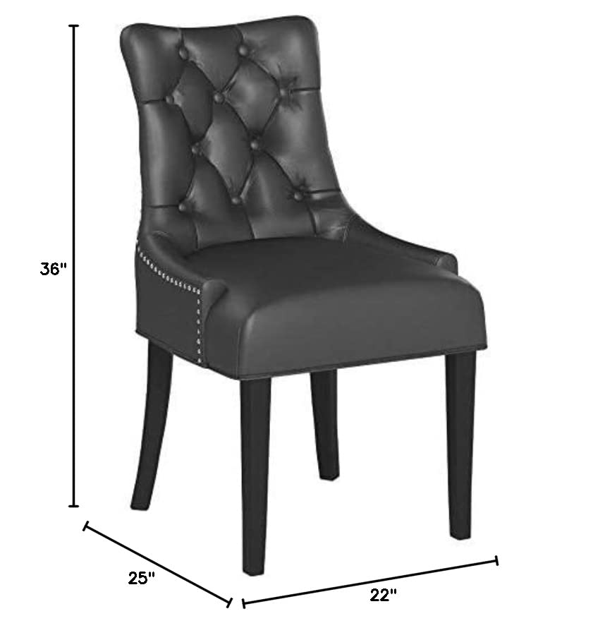 Modway MO- Regent Modern Tufted Faux Leather Upholstered with Nailhead Trim, Dining Chair, Black