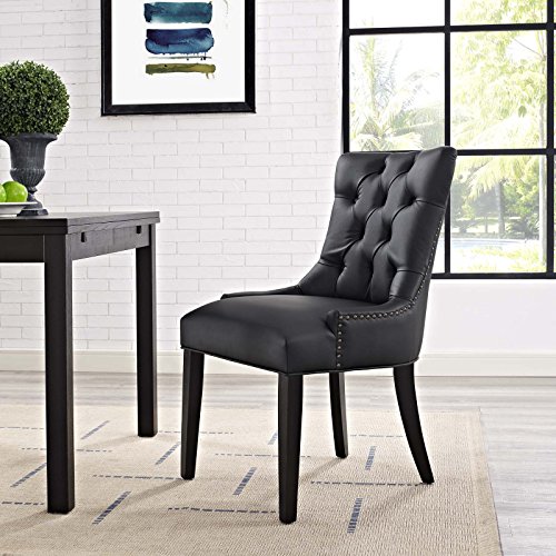 Modway MO- Regent Modern Tufted Faux Leather Upholstered with Nailhead Trim, Dining Chair, Black