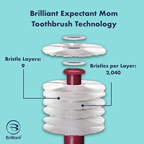 Brilliant Expectant Mom Toothbrush- Extra Soft Toothbrush, 360 Round Head Tooth Brush for Sensitive Teeth and Sensitive Bleeding Gums for Pregnant Moms, Pregnancy Must Haves, White-Lilac-Aqua, 3 Count