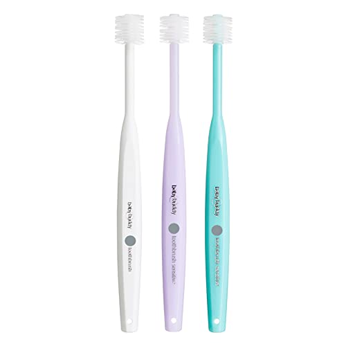 Brilliant Expectant Mom Toothbrush- Extra Soft Toothbrush, 360 Round Head Tooth Brush for Sensitive Teeth and Sensitive Bleeding Gums for Pregnant Moms, Pregnancy Must Haves, White-Lilac-Aqua, 3 Count