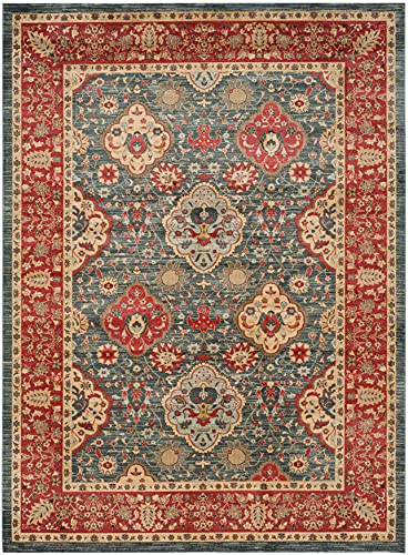 SAFAVIEH Mahal Collection Area Rug - 10' x 14', Navy & Red, Traditional Oriental Design, Non-Shedding & Easy Care, Ideal for High Traffic Areas in Living Room, Bedroom (MAH655C)