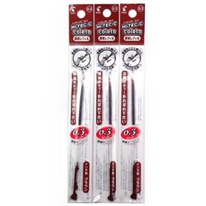 pilot hi-tec-c coleto gel ink pen refill 0.3mm, brown, × 3 packs/total 3 pcs (japan import) [komainu-dou original package]