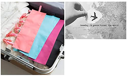 TamBee Bathroom Racks Cloth Hanger Clothespin Travel Portable Folding Cloth Socks Drying Hanger with 6 Clips Pack of 3 (Red, Black, Rose red)